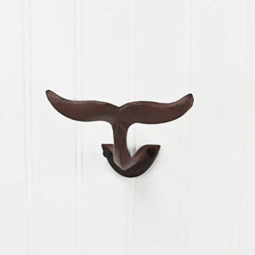 TG,LLC Treasure Gurus Metal 3D Whale Tail Beach Bag Holder Towel Hook Wall Mount Rack Nautical Home Decor