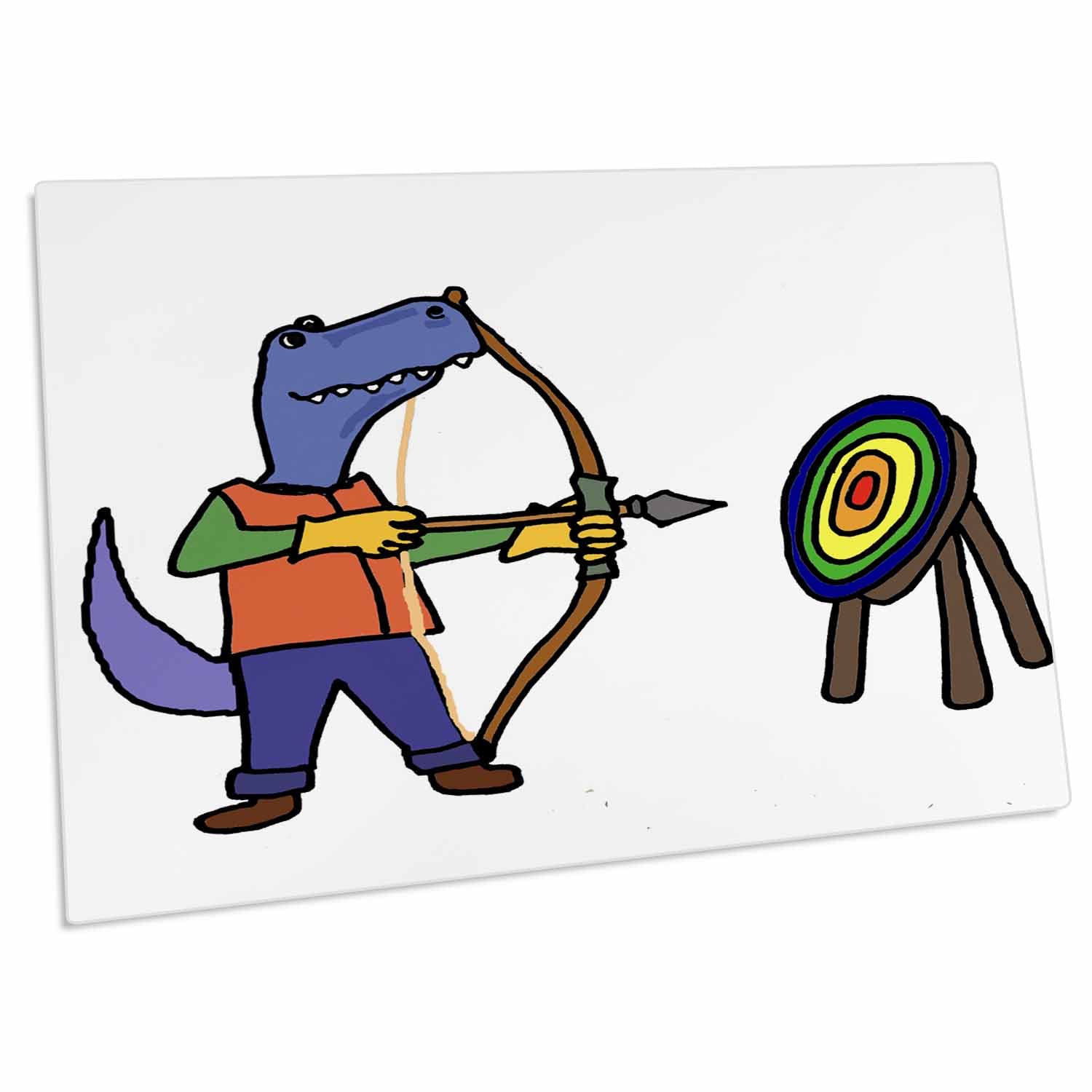 3dRose Funny T-rex Dinosaur Practicing Archery with Bow and... - Desk Pad Place Mats (dpd-288086-1)