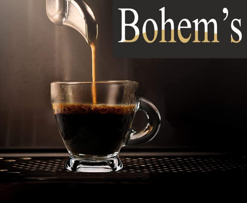 BOHEM'S Espresso Cups, 3.2 oz Small Demitasse Clear Glass Espresso Drinkware Set, Espresso Shot Glasses, Clear Expresso Coffee Cups, Tazas de Cafe Expreso (Set of 4)