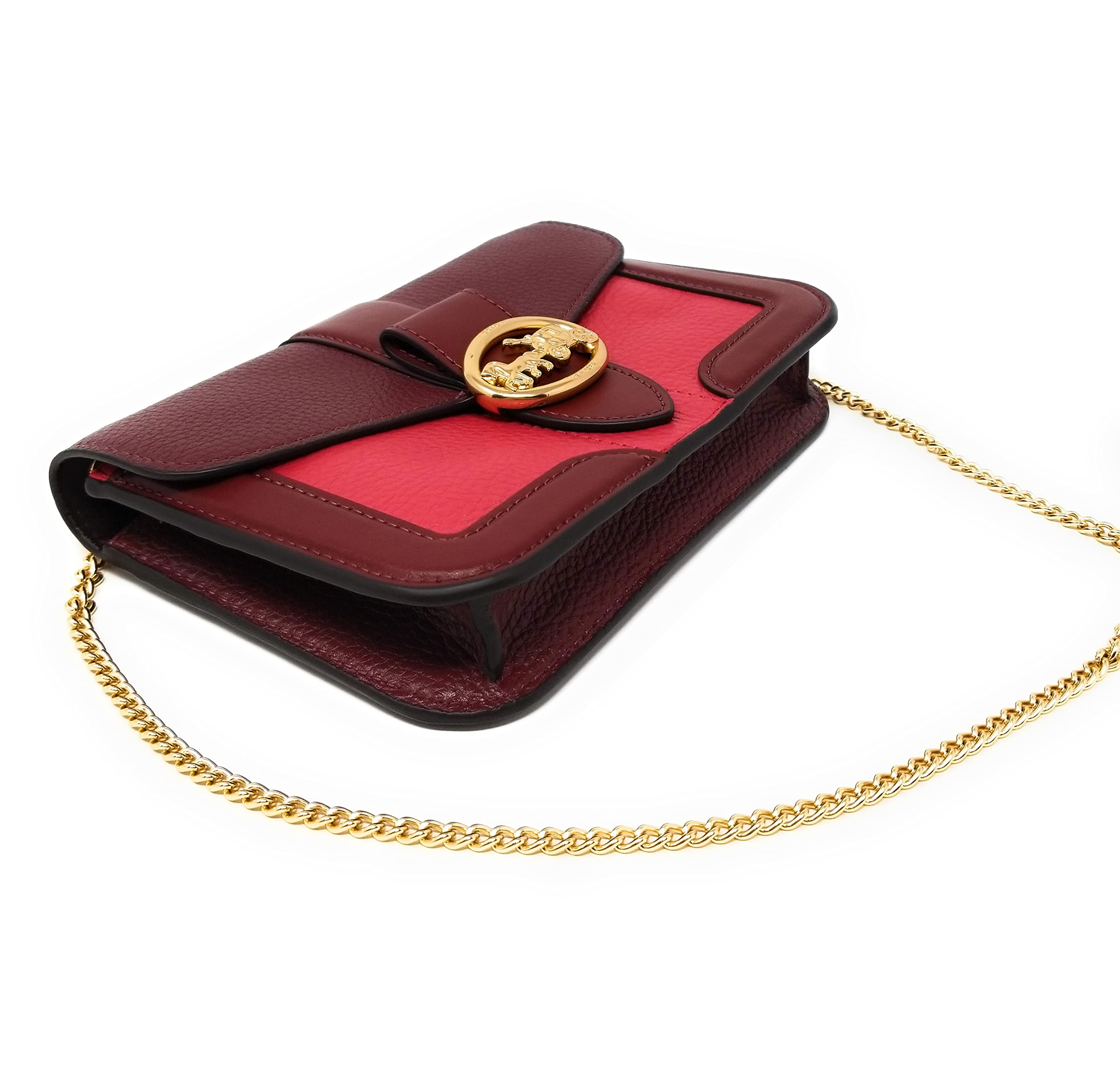 Coach Womens Georgie Crossbody Bag (Colorblock - Pebbled Leather - Oxblood - Wine)