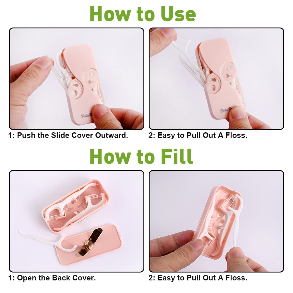 Abnaok 4Pack Dental Floss Portable Case, 2023 Upgrade Dental Floss Dispenser Automatic Dental Floss Picks Cases for Teeth Cleaning,Specialized Floss