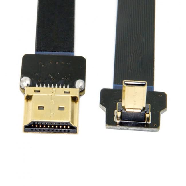 JSER CYFPV 90 Degree Up Angled FPV Micro HDMI Male to HDMI Male Flat Cable 50cm Compatible for FPV HDTV Multicopter Aerial Photography Support 1080p 60hz