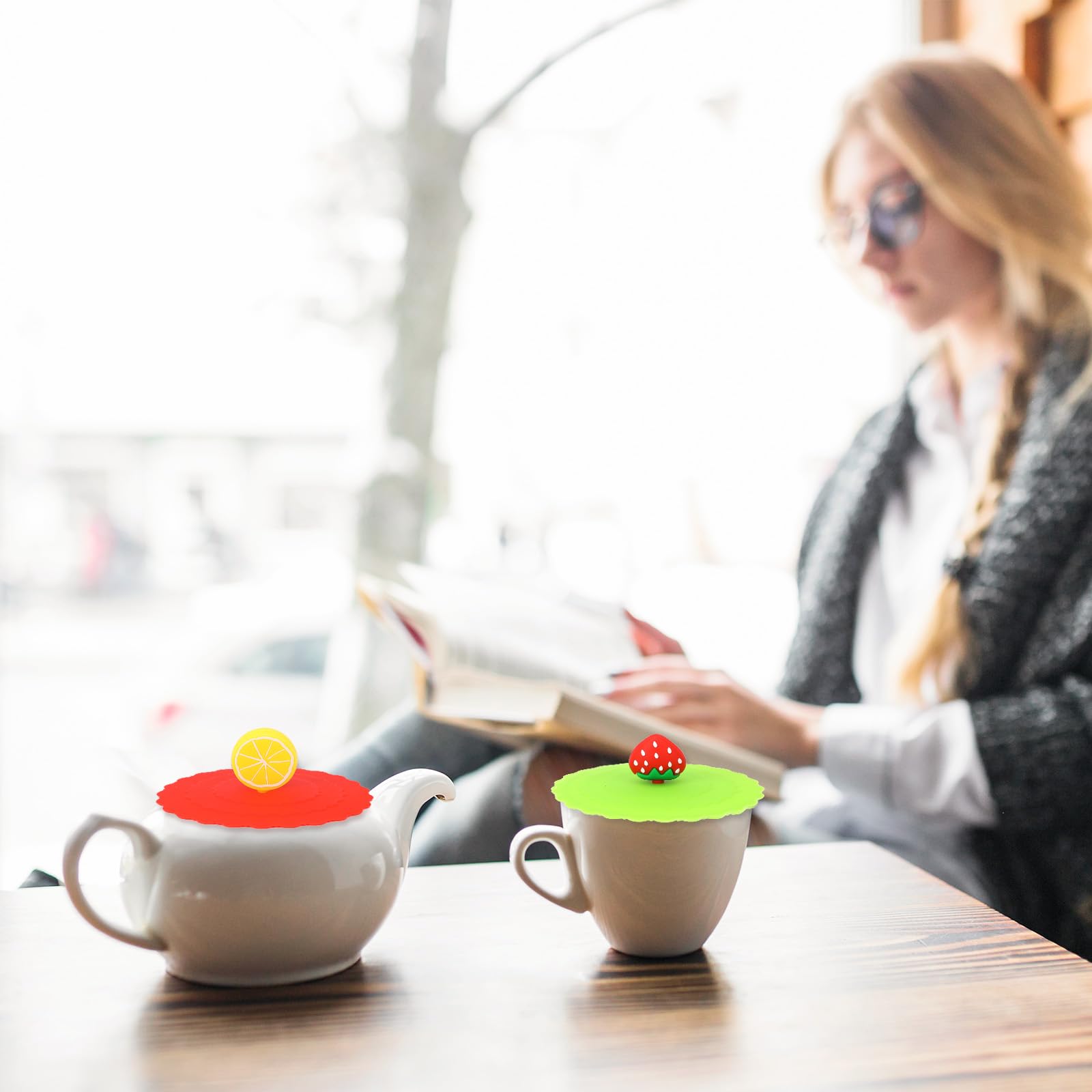 8 Pcs Silicone Cup Lids Mug Cover Colorful Anti-dust Coffee Cup Mug Covers Cute Silicone Mug Lid Cover for Cups Mugs Outdoors and Indoors(Style 1)