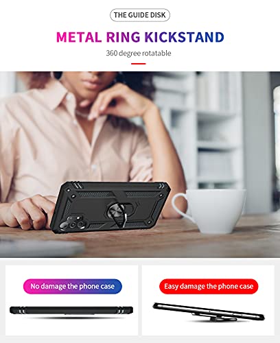 Anvzle for Samsung Galaxy A32 4G [Not Fit A32 5G] Case with [2 Pack] Tempered Glass Screen Protector, Galaxy A32 4G Heavy Duty Armor [Military-Grade] Protective, with Magnetic Ring Stand Cover (Black)