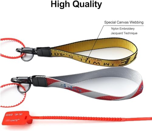 AllStyle By Patel Off Classic White Keychain Wristlet Strap - Elevate Your Style with This Fashionable Lanyard (Nylon Black)