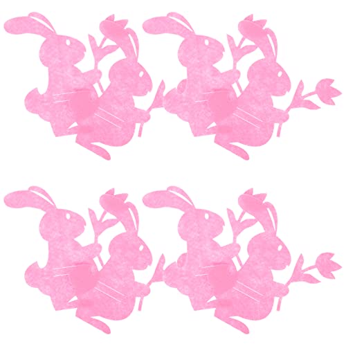 ABOOFAN 8pcs Easter Bunny Utensil Cutlery Holder Pouch Bags Rabbit Silverware Sleeve Fork Spoon Pocket Easter Table Decoration for Holiday Spring Easter Party Favor Pink