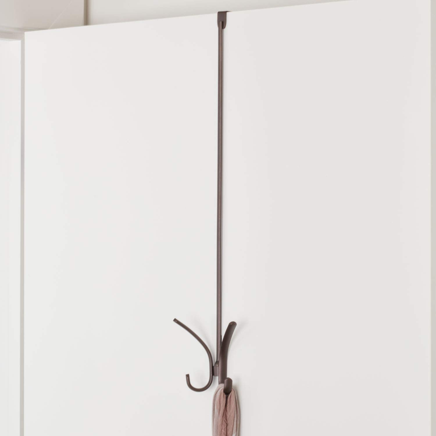 iDesign Axis Easy Reach 24" Quad Hook, Over the Door Towel Holder or Coat Rack for Bathroom, Bedroom, Office Closet Storage, 4.7" x 3.8" x 24", Bronze