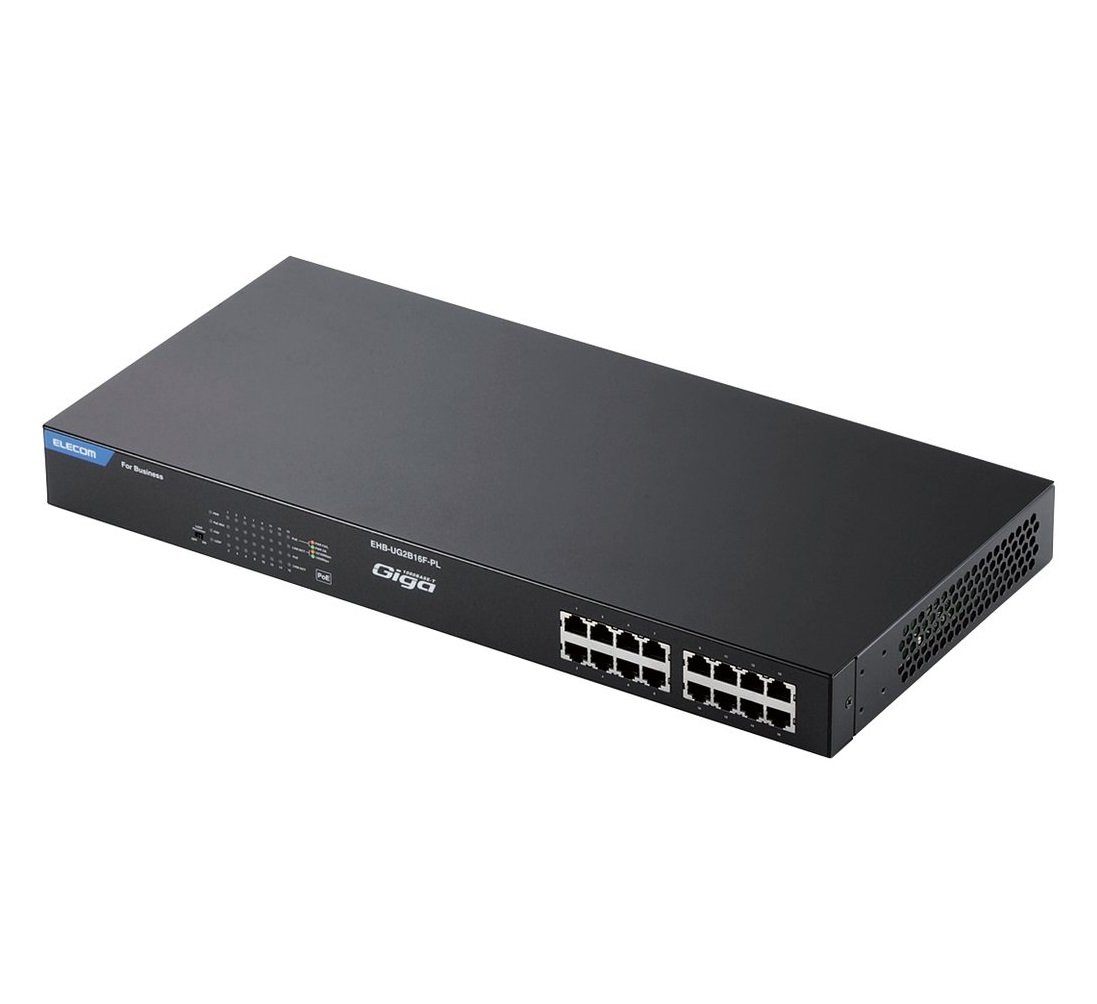 ELECOM Switching Hub Gigabit 16 Ports PoE Loop Prevention Function EHB-UG2B16F-PL (Japan Import)