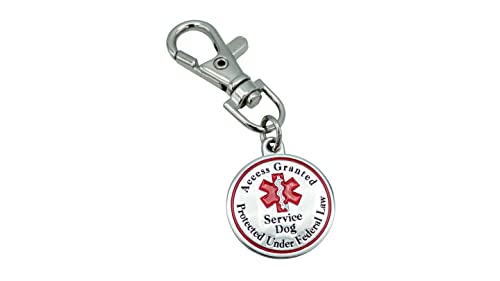 December Pets Service Dog Tag Double Sided Red Medical Alert Symbol Medal for Small Dogs Use for Collars Harness Vest Easy to Switch Pet ID