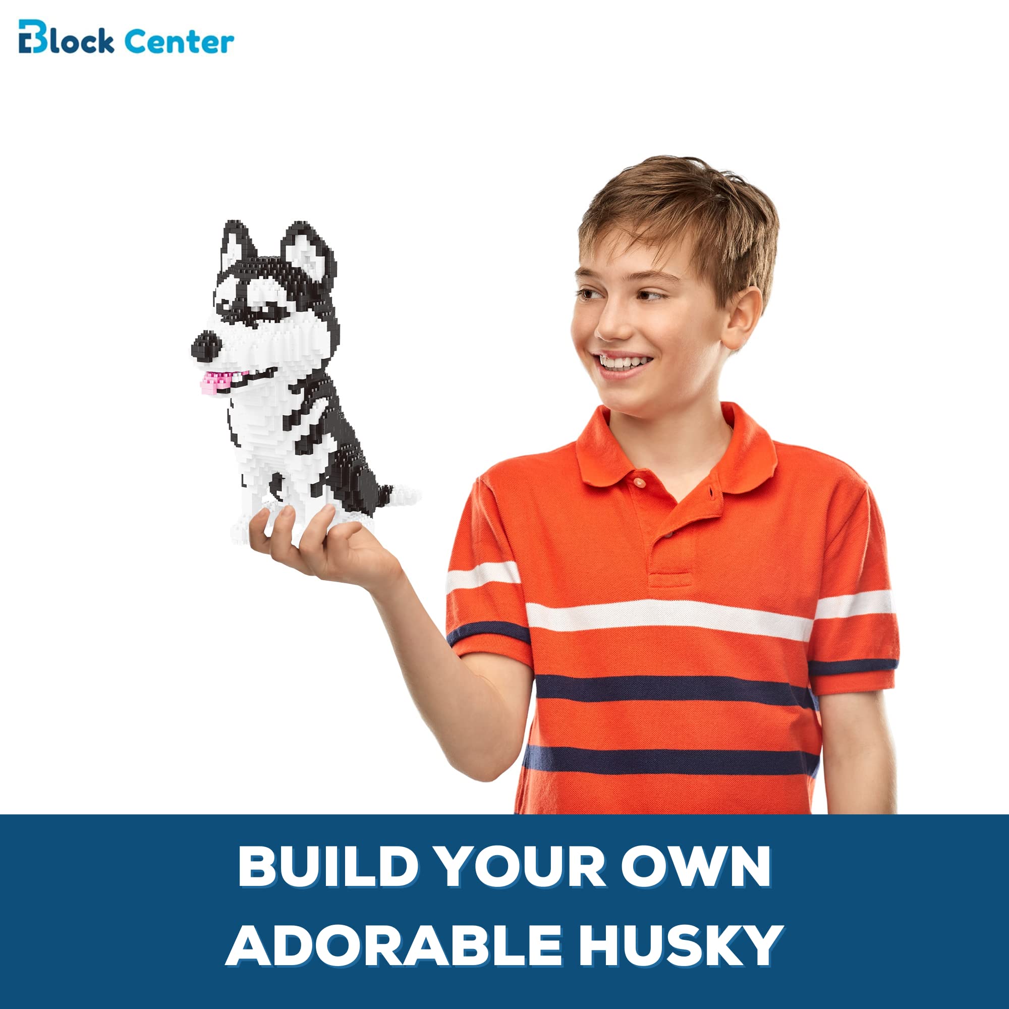 BLOCK CENTER Dachshund Dog 2024 Edition 3D Puzzle 2100 Pieces Building Blocks Set - Mini Block Gift Kit for Kids and Adults (Husky)