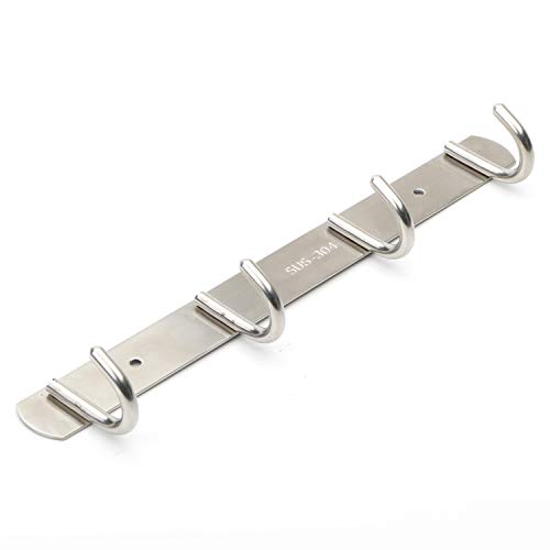 Pxyelec 11 Inch Coat Hooks SUS304 Stainless Steel Wall Mounted Coat Rack Towel Hook with 4 Heavy Duty Hooks,Wall Mount,Brushed Nickel, Pack of 2