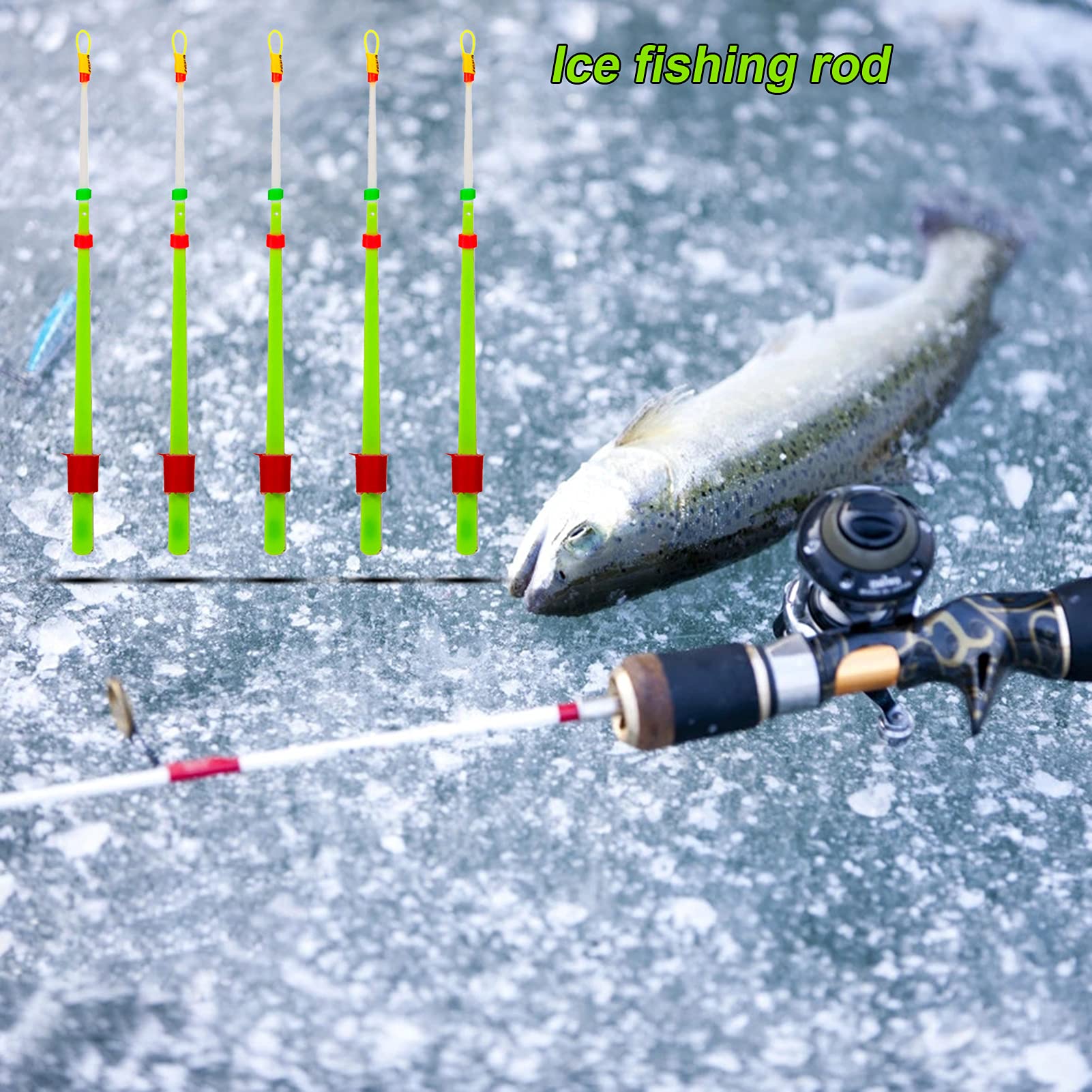 5PCS Mini Fishhing Extension Rod, Thickened Extension Threaded Thin Spring Bobber, Draft Buoy Vertical Tackle Fishing Accessory for Outdoor (White + Green)