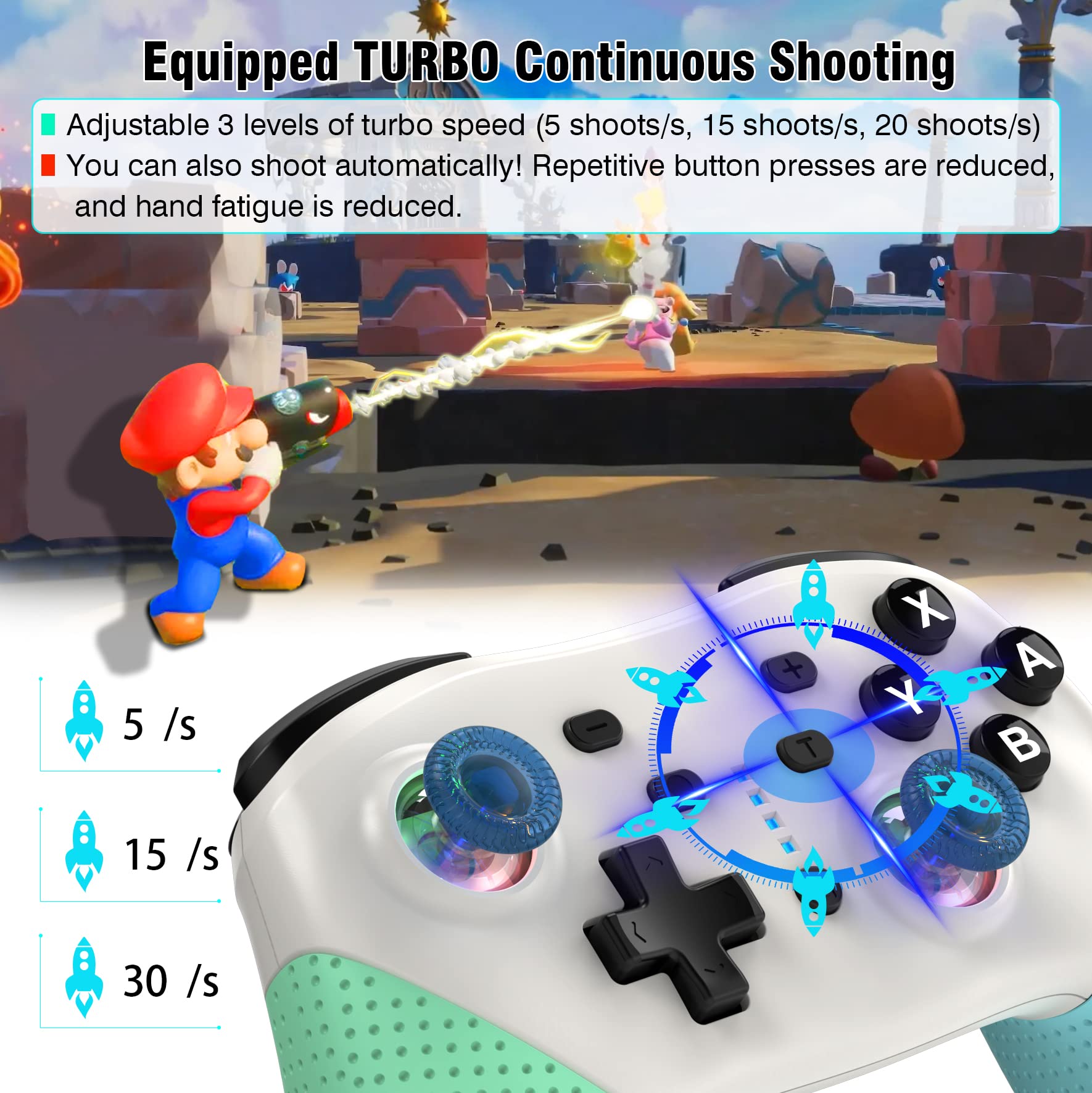Akvwj Switch Pro Controller, UPgrade Switch Controllers Compatible with Nintendo Switch Console Non-Slip Soft Silicone Handled/Joystick with LED, Support Android 6.0/Windows 7/IOS 13