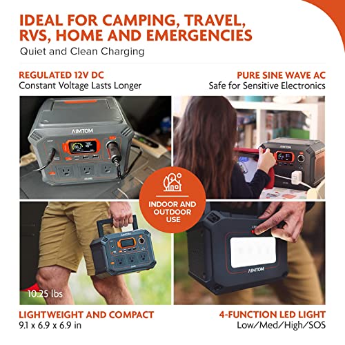 AIMTOM Rebel 440 Solar Generator SolarPal 100W Foldable Monocrystalline ETFE Solar Panel Combo, 440W Power Station Lithium Battery Pack with 110V AC USB USB-C 12V DC for Camping Outdoor Home Emergency