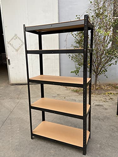 Garage Shelving Unit 5 Tier Adjustable Boltless Metal Racking Extra Heavy Duty Industrial Garage Storage Shelves, for Home Workshop Shed Office Warehouse, 79" H x 39" W x 20" D, Black