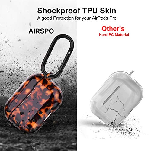 AirPods Pro Case AIRSPO Clear Case for AirPods Pro Charging Case Soft TPU Airpod Pro Protective Case 2019 with Keychain Airpods Pro Protective Cover Skin(Tortoiseshell)