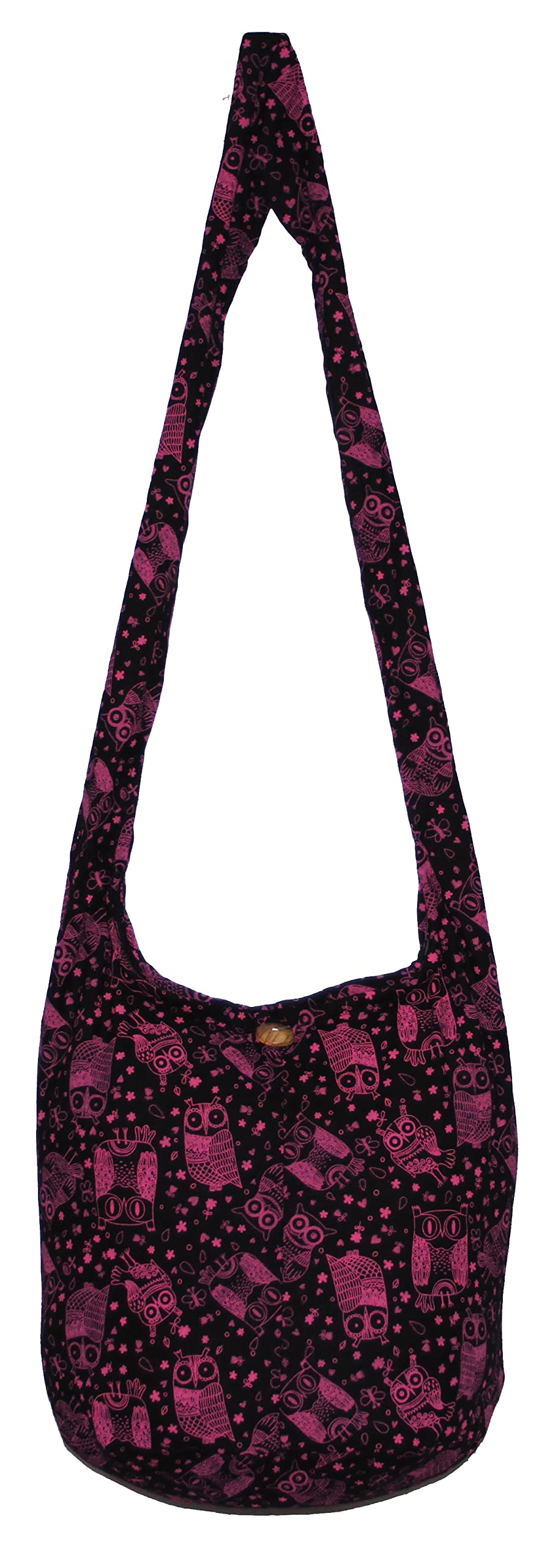 Coi Fish Star Skull Butterfly Star Polka Dot Boho Hobo Hippie Gothic Crossbody Bag Purse 33" (CoiFishBlackGrey)