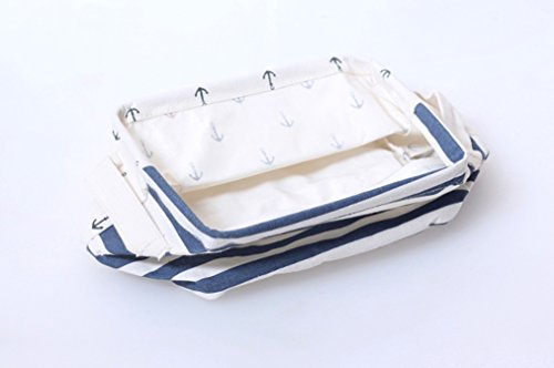Lannu Nautical Fabric Storage Baskets Bins Cloth Collapsible Organizers Box Beach Anchor Nursery Toys Basket Shelves & Desks Pack 3