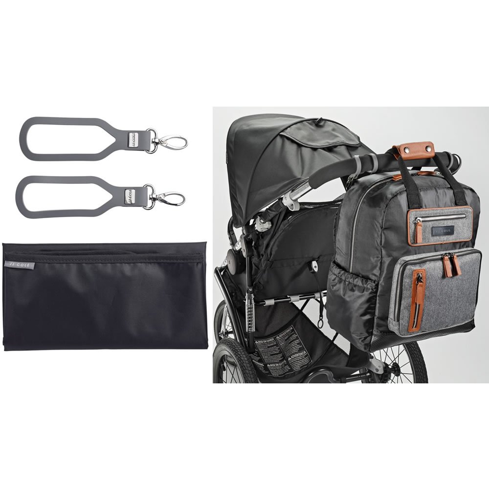 JJ Cole Papago Pack Diaper Bag, Gender Neutral Large Capacity Backpack with Stroller Clips, Changing Pad, & Multiple Pockets for Baby Supplies, Herringbone Tweed