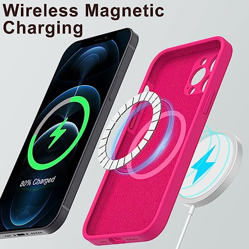 DEENAKIN iPhone 12 Pro Magnetic Case with Screen Protector and Enhanced Camera Cover,[Suitable for Magsafe] Soft Flexible Gel Rubber Bumper Protective Phone Case for iPhone 12 Pro 6.1" Hot Pink