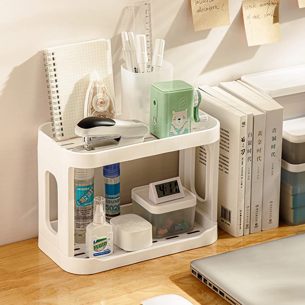 kaileyouxiangongsi 2-Tier Desk Organizers & Dispensers,Mail Holder for Office Desk Organization,Kitchen Spice Rack or Bathroom Countertop Organizer, Gift for Teachers, Classmates, and Friends,White