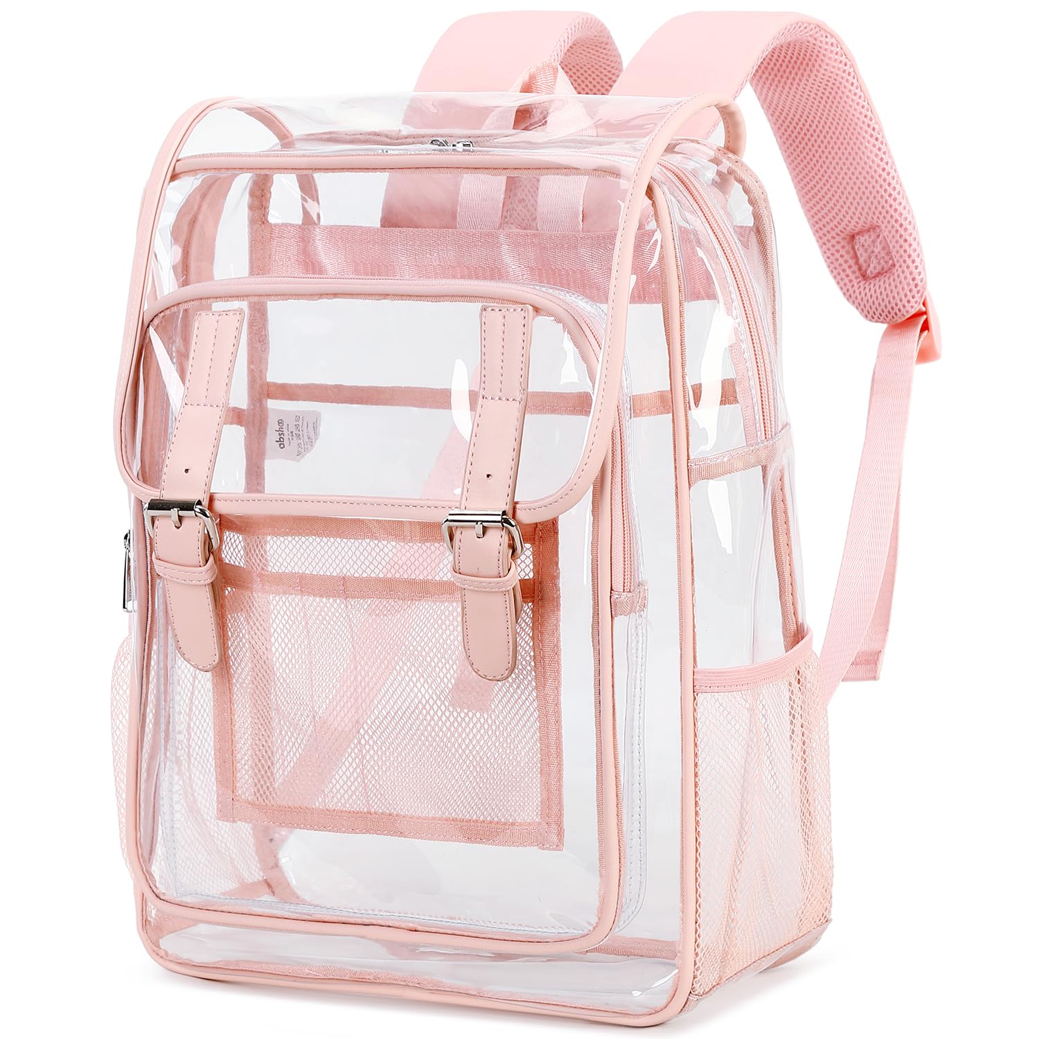 abshoo Transparent Clear Backpack Heavy Duty Backpack For School Teen Girls Women Clear Bookbag (Pink)