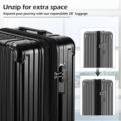 COOLIFE Luggage Expandable Suitcase PC+ABS 3 Piece Set with TSA Lock Spinner Carry on 20in24in28in (Sliver, 3 piece set)