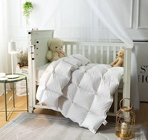 Continental Bedding Toddler Comforter, 100% White Down Duvet Insert, Sleep Blanket with Cotton Shell, Fits Standard Crib, Toddler Bed, 33x42 Inches, White