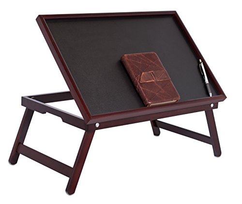 BIRDROCK HOME Bamboo Lap Tray with Black Top - Work from Home - Foldable Breakfast Serving Bed Tray - Lap Desk with Wide Tilting Top - Laptop Computer Stand for Couch Bed Chair - TV Tray