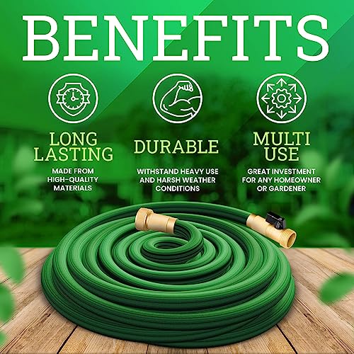 Garden Hose, Multi Purpose Garden Hoses with Hose Spray Nozzle for Watering, Sprinkling and Cleaning, Light Weight and Kink Resistant, Strong and Long Lasting, 50 Ft