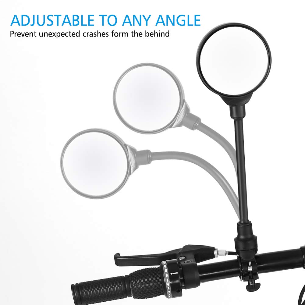 Accmor Bike Mirror Handlebar Mount, Adjustable Rotatable Bicycle Rear View Glass Mirror, Wide Angle Acrylic Convex Safety Mirror for Mountain Road Bike Bicycle