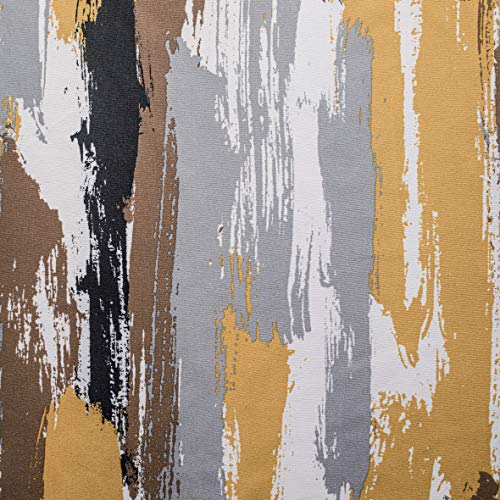 DriftAway Paint Brush Watercolor Ink Stripe Pattern Thermal Insulated Blackout Window Curtain Valance Rod Pocket 2 Layers 52 Inch by 18 Inch Plus 2 Inch Header Gold Black 1 Pack