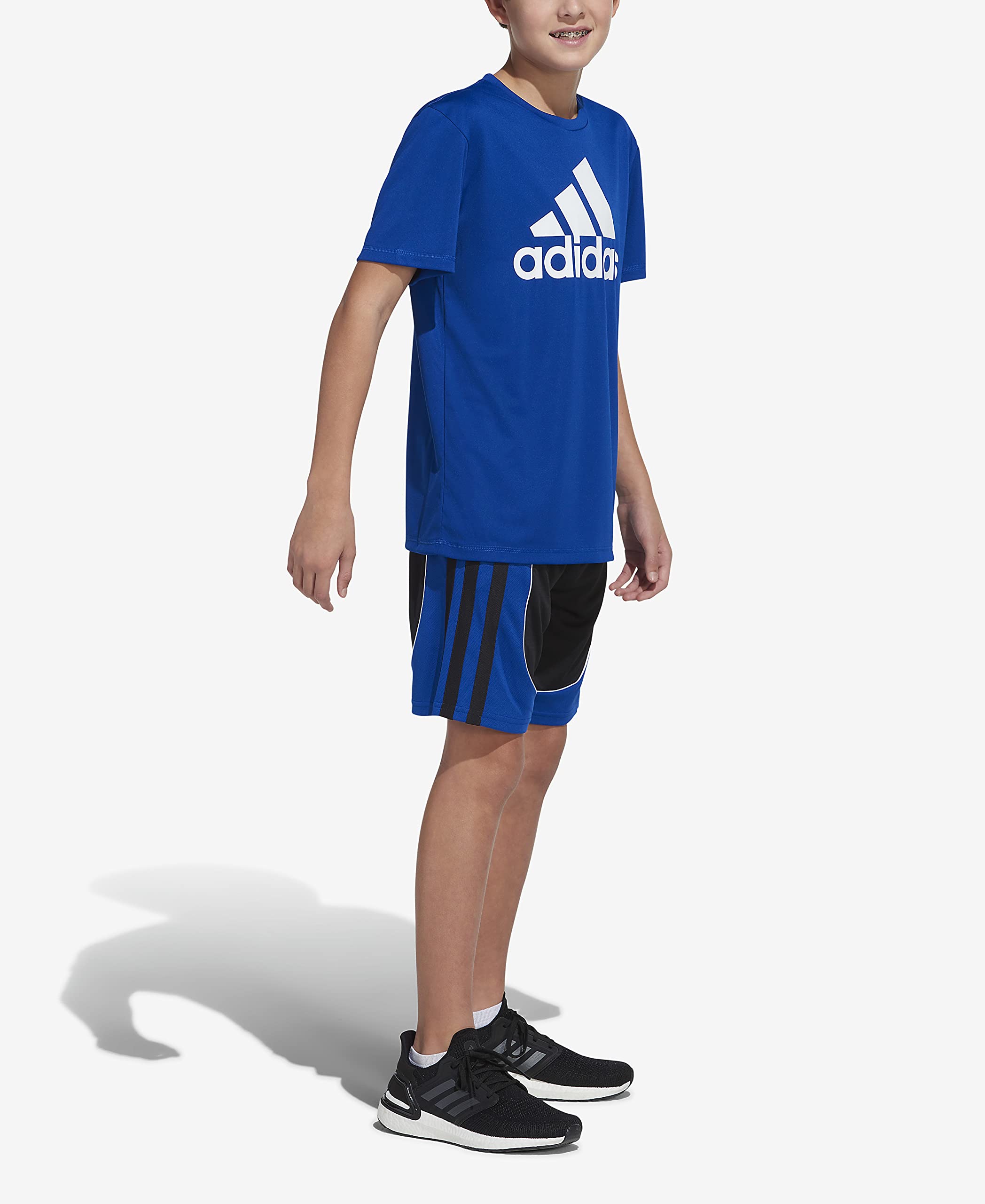 adidas Boys' AEROREADY Basketball Creator Shorts, Black with Team Royal Blue, Medium (10/12)