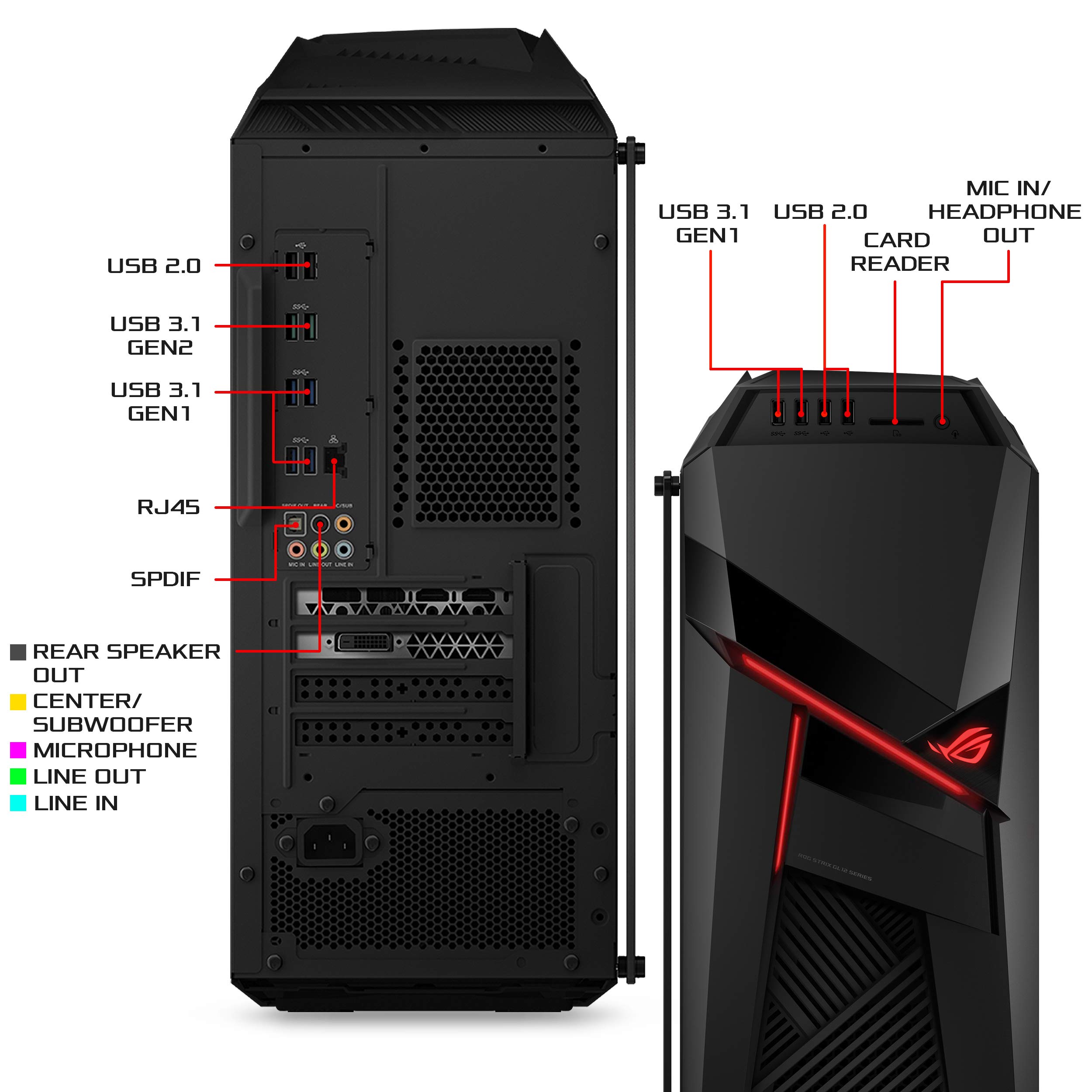 ROG Strix GL12 Gaming Desktop, Overclocked 9th Gen 8-Core Intel Core i7-9700K, NVIDIA GeForce RTX 2070 8GB, 16GB DDR4 RAM, 1TB M.2 SSD, Windows 10 Pro, Iron Grey, GL12CX-XB771
