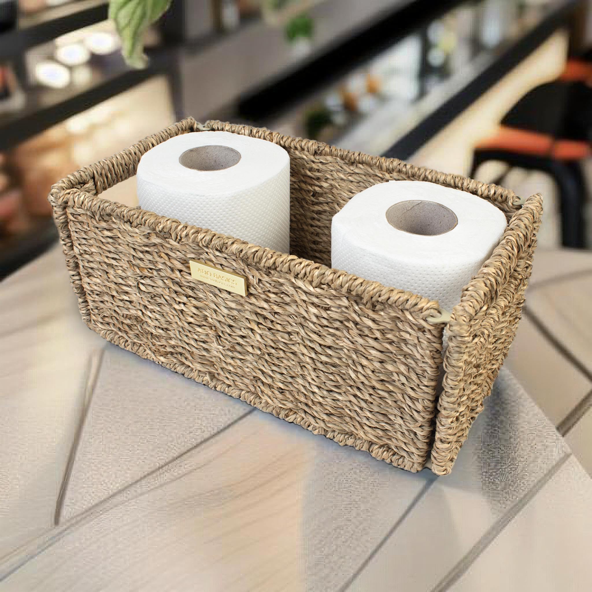 ADO Basics Hand Woven Seagrass foldable Wicker Basket 11.3x6x5 inches