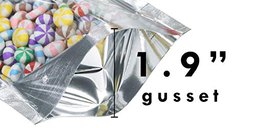 QQ Studio Clear Window Aluminum Mylar Heat Sealable Standup QuickQlick™ Bags (100 Pack) (Clear/Silver, Standup 2oz)