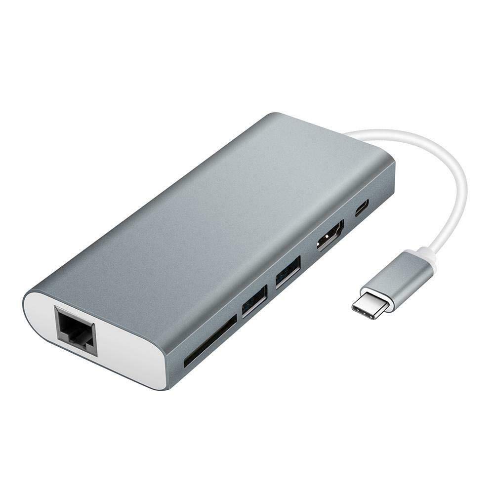 Type-C to HDMI Gigabit LAN Docking Station Converter 4K USB Readable SD Card,USB C Hub 6 in 1 Type C Adapter Compatiable for MacBook and Windows (Black)