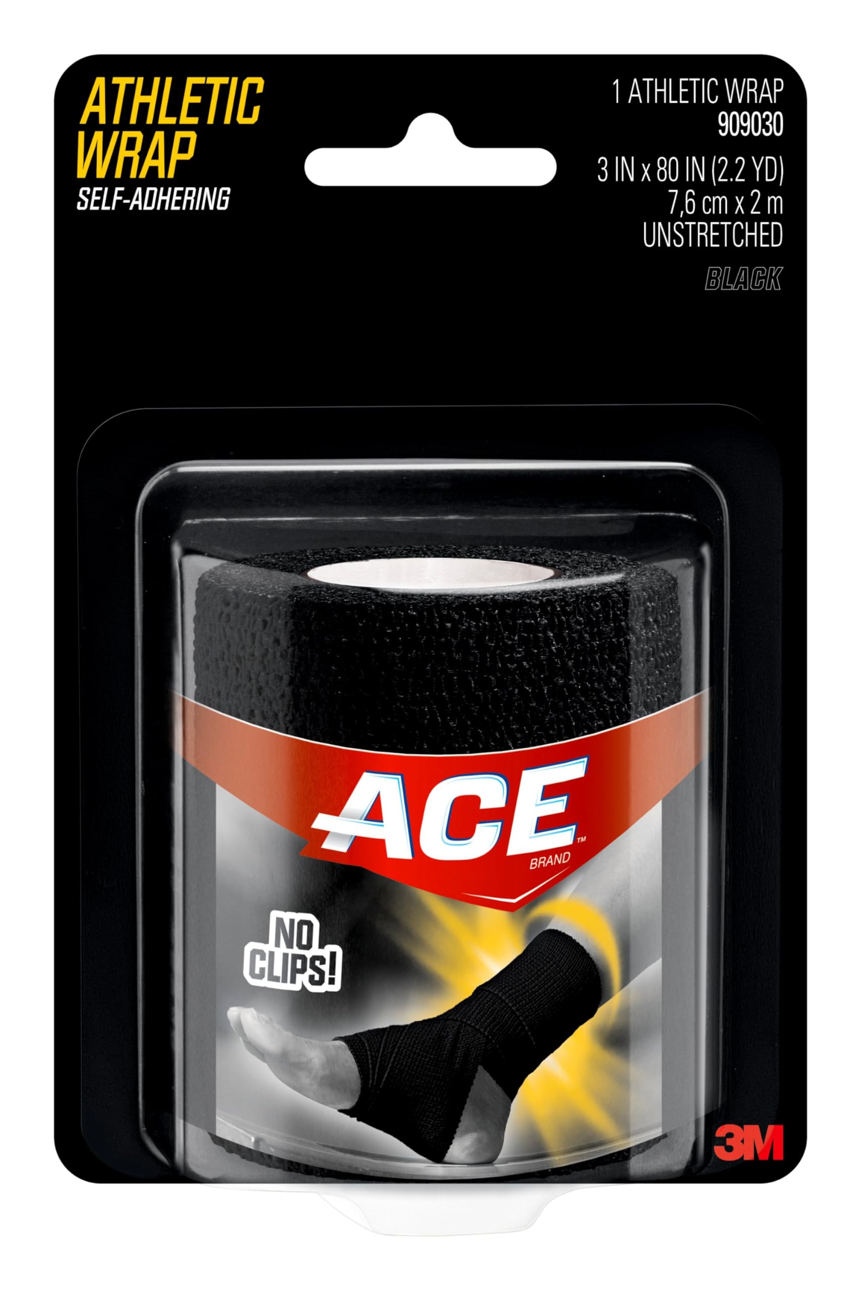 ACE Brand Athletic Wrap, 3 in. x 80 in., Black, 1 Roll/Pack