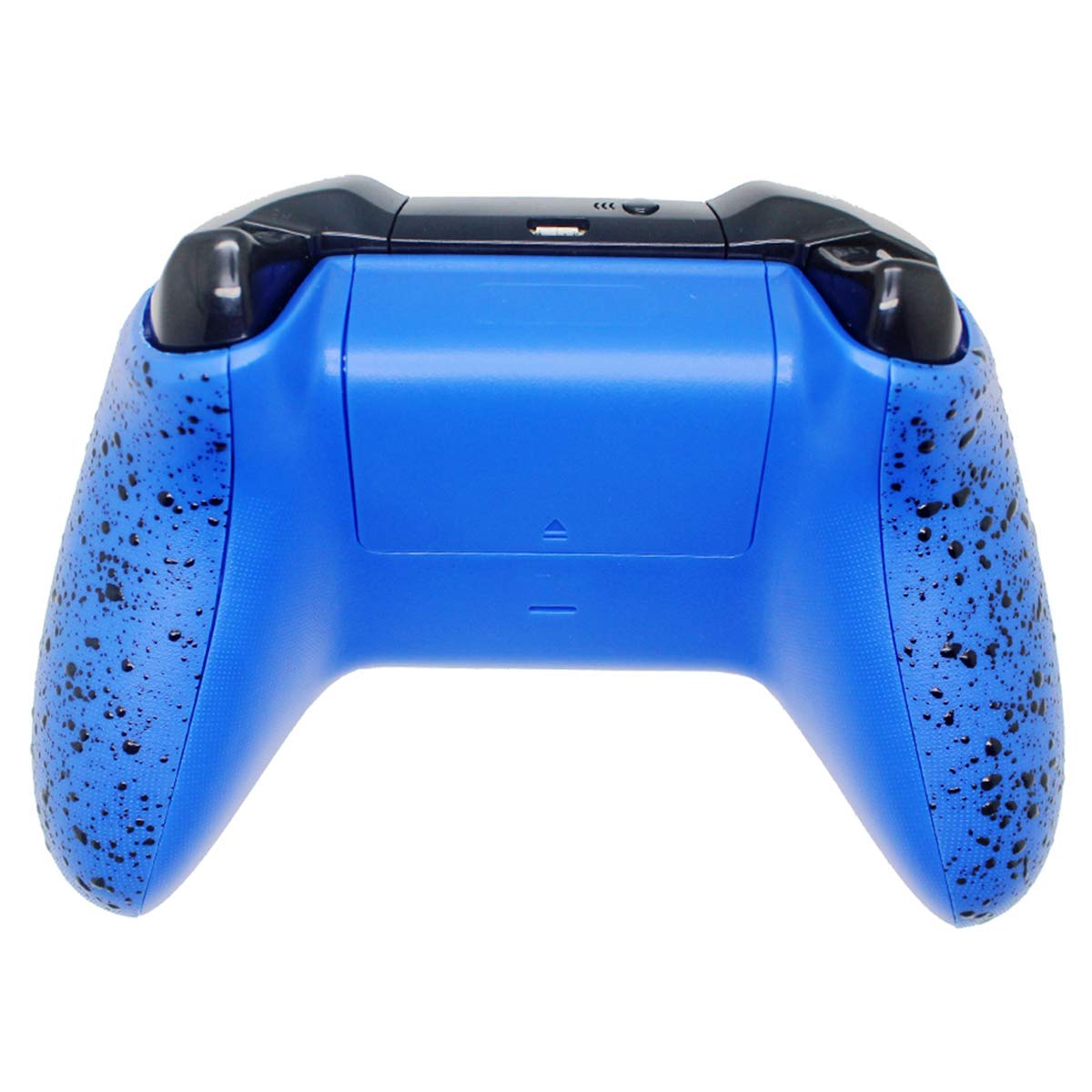 Blue 3D Splashing Faceplate Cover Textured Front Housing Shell Case, Back Cover Bottom Case, Non-Slip Back Panels Right Left Rails Rear Handle Grips Mod Kit Replacement for Xbox One S & X Controller