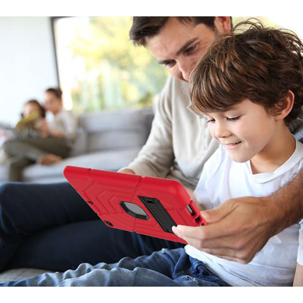 ZoneFoker for iPad 9th Generation Case, for 8th/7th Generation Case 10.2 inch 2021/2020/2019, Heavy Duty Strudy Shockproof 3-Layer Rugged Cover with Stand for Kids Boys (Red+Black)