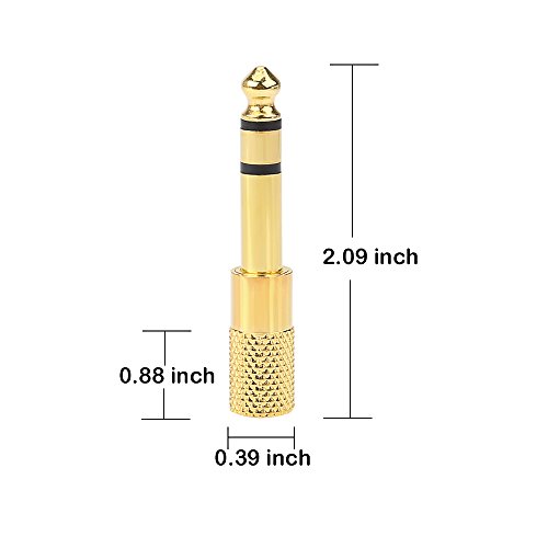 Quarter inch Adapter, 6.35mm (1/4 inch) Male to 3.5mm (1/8 inch) Female Headphone Jack Plug, Gold Plated, 6 Pack - JOLGOO