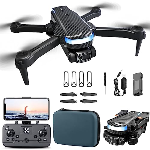 Carbon Fiber Drone with Dual Camera 360 ° Obstacle Avoidance Drone HD Aerial Photography Folding Flying Machine 4-axis Positioning Remote Control Aircraft with Headless Mode,Trajectory Flight