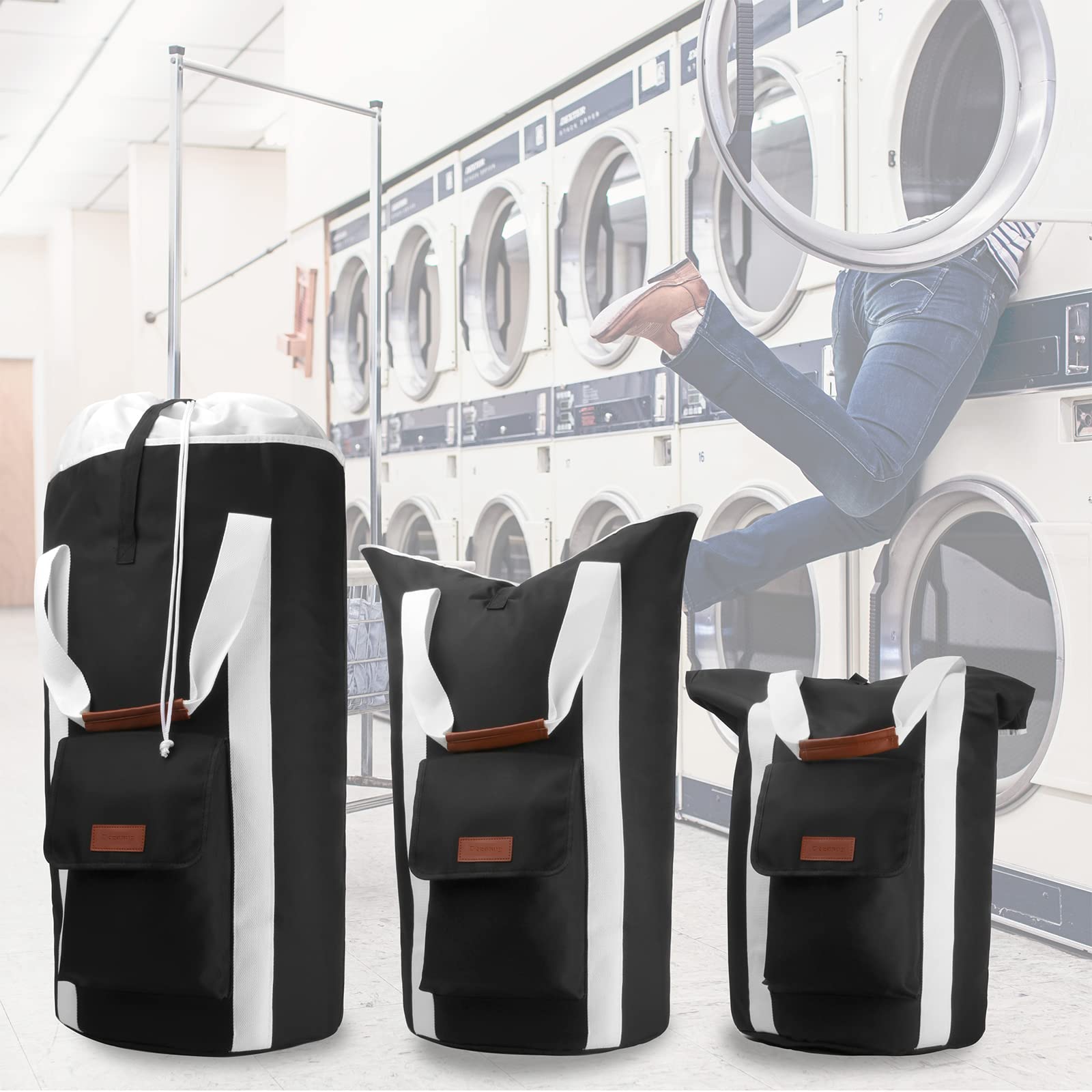 Backpack Laundry Bag - 115L Laundry Bag Backpack Heavy Duty Extra Large with Shoulder Straps and Drawstring Closure - Durable Laundry Bag for Laundromat, College Dorm, Travel, Camping (115L-Black)