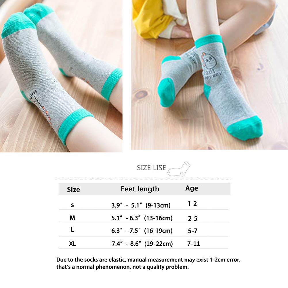 Zumou Toddler Kids Little Boys Fashion School Cotton Crew Socks 10 Pack (Size M(3-4T), Colorful)