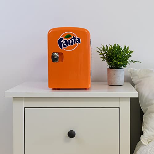 Coca-Cola Fanta FA04 4 Liter/4.2 Quarts 6 Can Portable Mini Cooler/Fridge for Food, Beverages, Orange