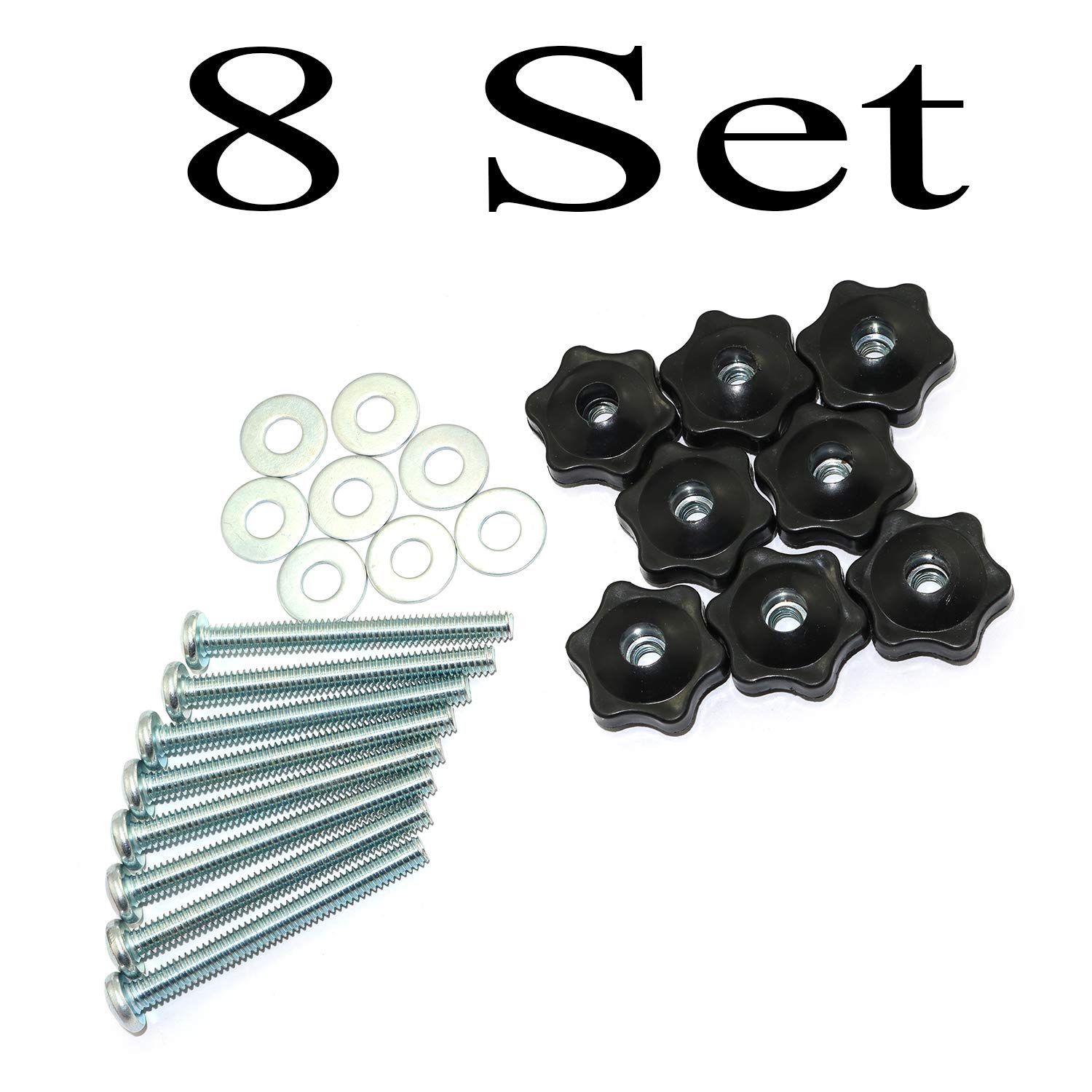 RuiLing 8 Set T-Track Knobs Kit Hex Head Manual Nut with Full Thread Outer Bolts and Washers