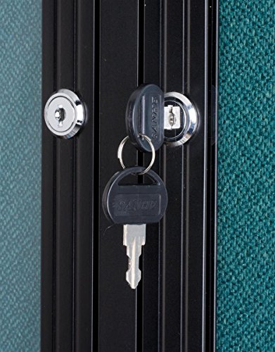 5' x 3' Enclosed Teal Fabric Bulletin Board with 2 Locking Doors, 60" x 36" Tack Board for Wall Mount, Indoor Use Only - Aluminum Frame with Semi-Gloss Black Finish (FBSW53BKTL)