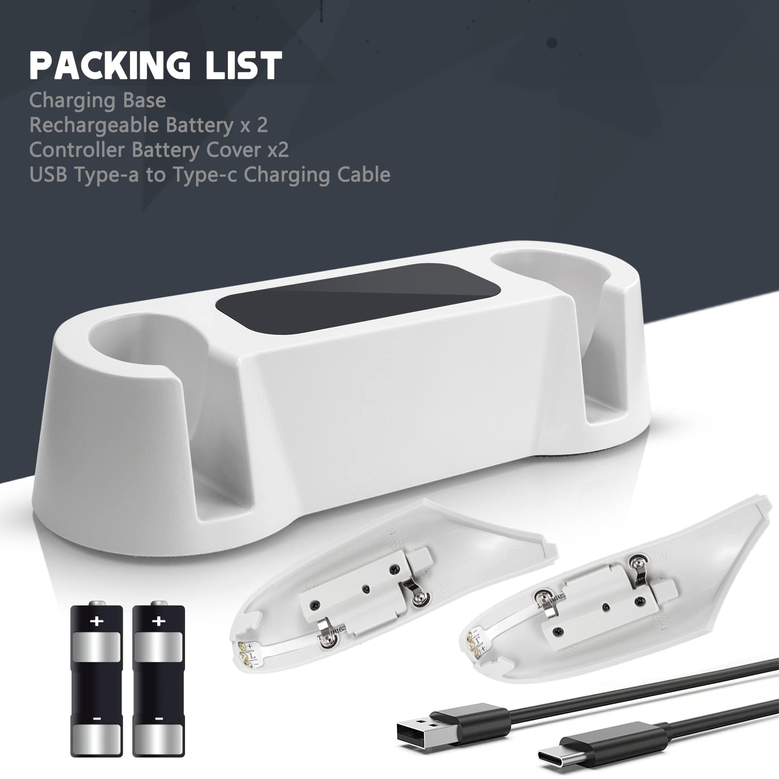 Charging Dock for Oculus Quest 2 Controllers,VR Charger Station for Oculus Quest 2 Controllers Fast Charging Station Set with Type-C Charging Cable