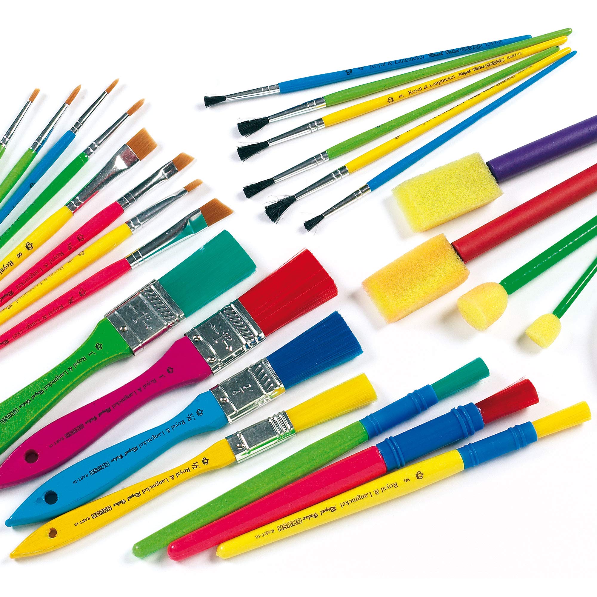 Baker Ross Paint Brush and Sponge Dabber Bumper Value Pack, Assorted Shapes and Sizes — Creative Art Supplies for Kids' Crafts, Card Making, and Decorations (Pack of 25)
