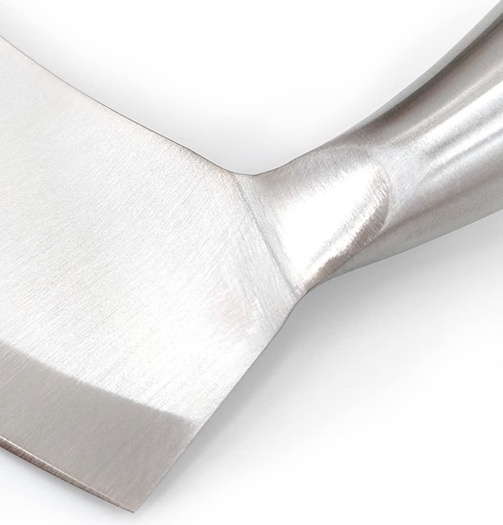 8.7 Inch Stainless Steel Mezzaluna Knife - Salad Chopper Rocker Pizza Cutter Rocker Knife Curved Blade Sharp Blade Double Handle Fruit Vegetable Mincing Knife